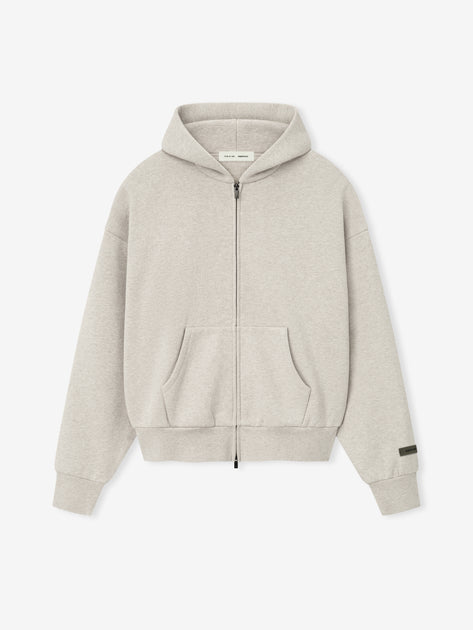 Classic Full Zip Hoodie in Heather Stone | Fear of God ESSENTIALS ...