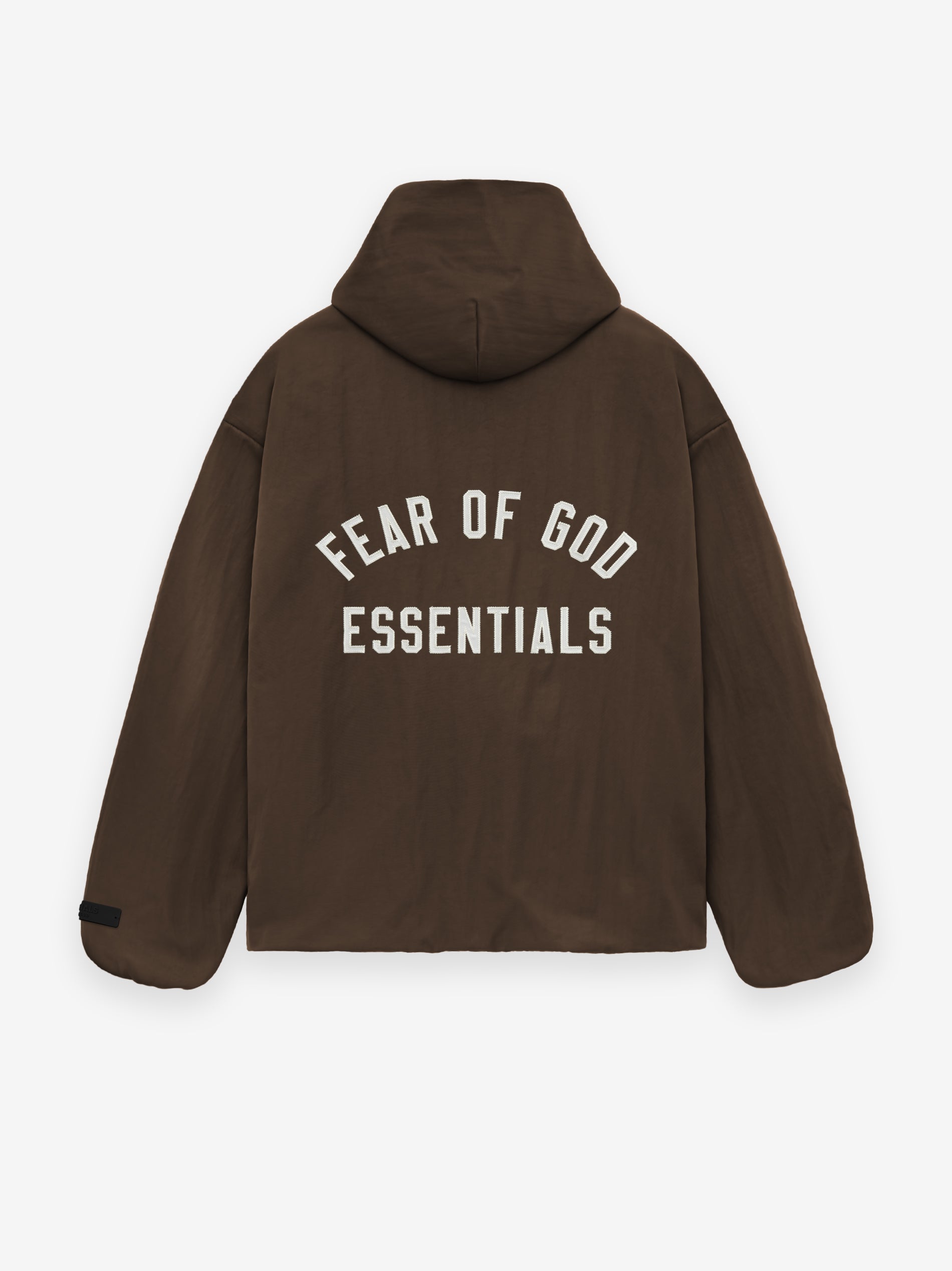 Textured Nylon Hooded Coaches Jacket in Brown | Fear of God ESSENTIALS ...